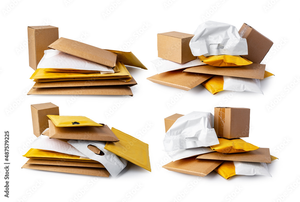 Stack of envelopes on white background Stock Photo | Adobe Stock