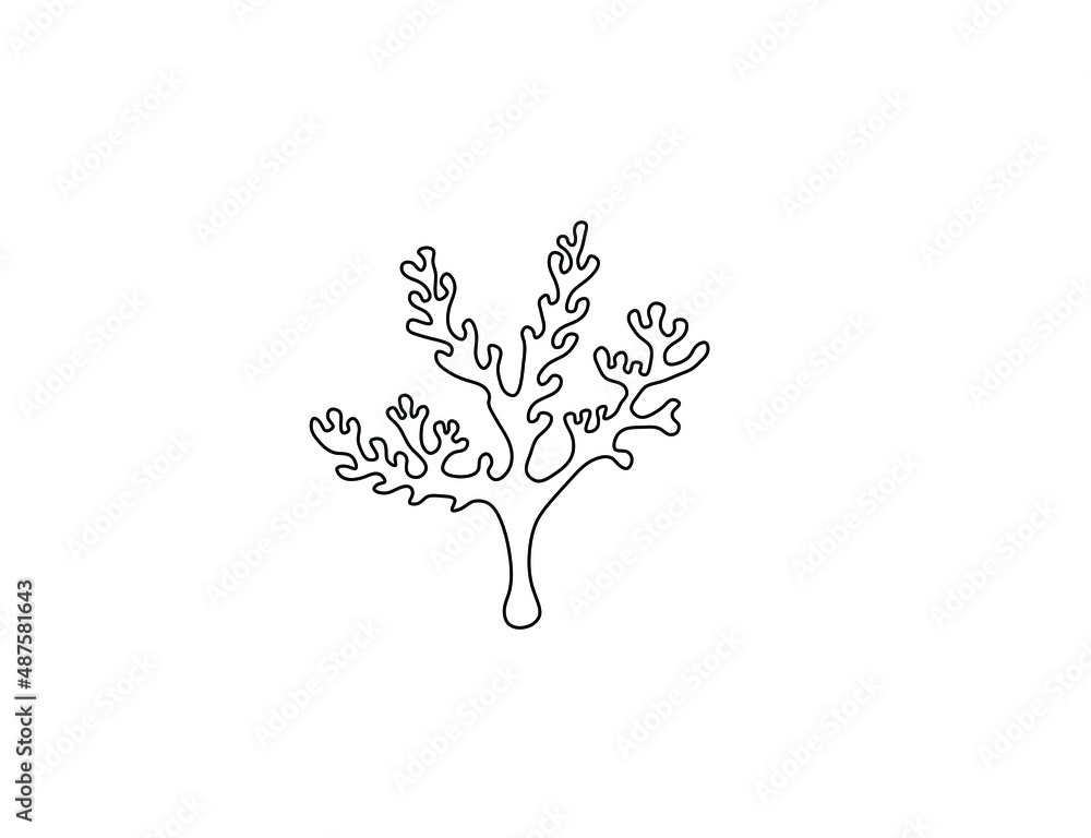 Vector isolated coral line drawing. Coral contour line doodle simple ...