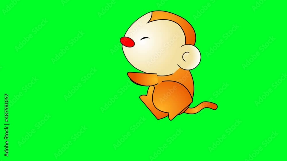 Cartoon Monkey Animation with Green Screen Stock Video | Adobe Stock