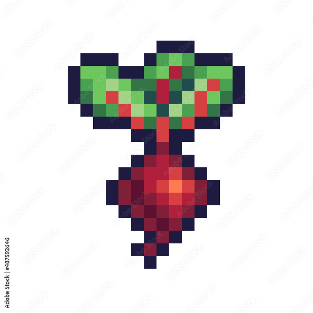 Beetroot pixel art icon. Radish crop logo. 8-bit sprite. Game ...