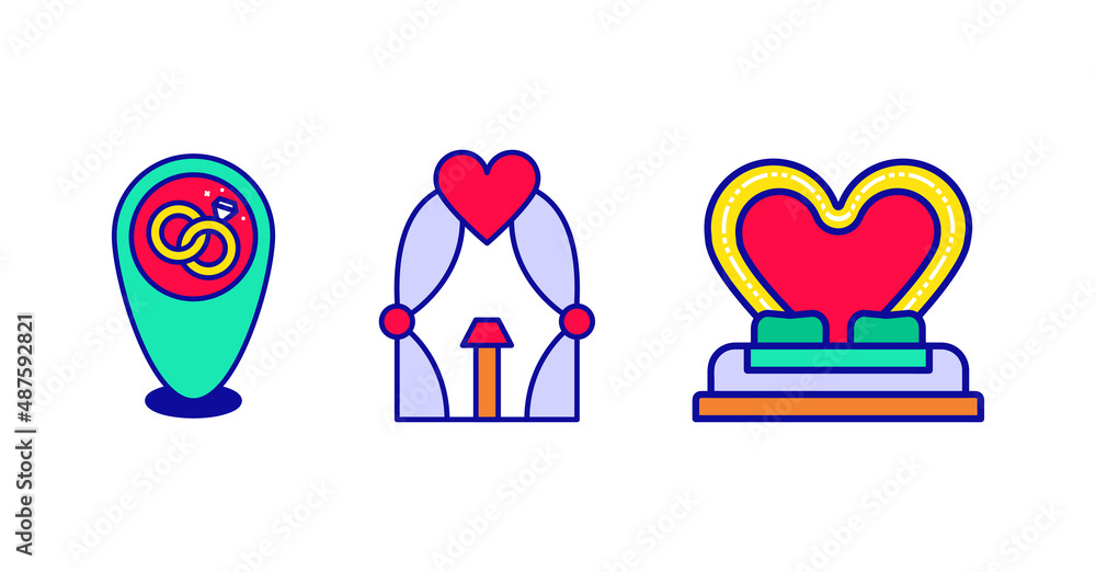 Modern marriage stage icon. Modern proposal location, marriage area and ...