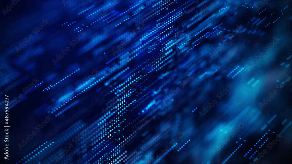 Big Data technology background. Microchip and computer parts. City of ...