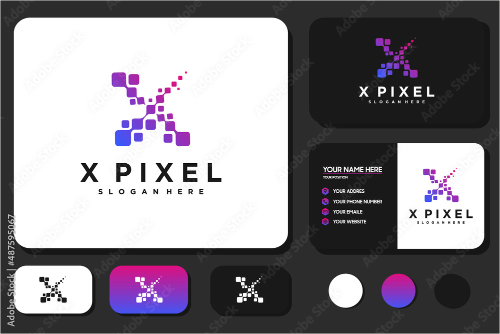 X logo with pixel, reference logo for your business Stock Vector ...
