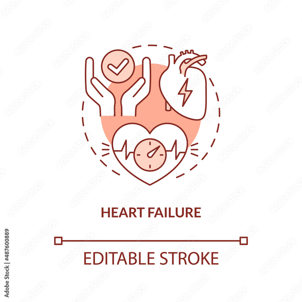 Heart failure orange concept icon. Cardiovascular disease. Illness ...