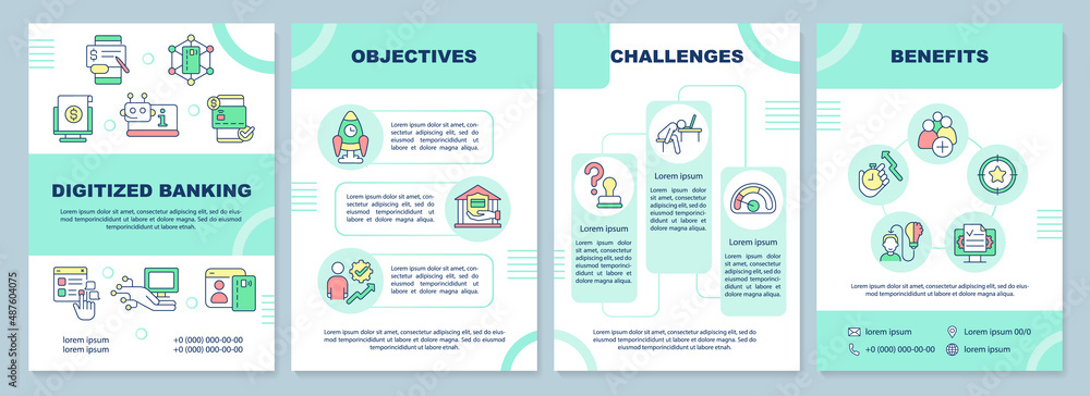 Digitized banking brochure template. Autonomous processes. Leaflet ...