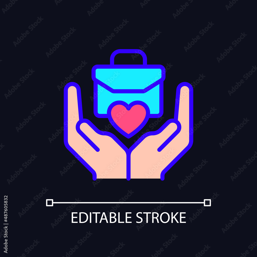 Social responsibility pixel perfect RGB color icon for dark theme ...