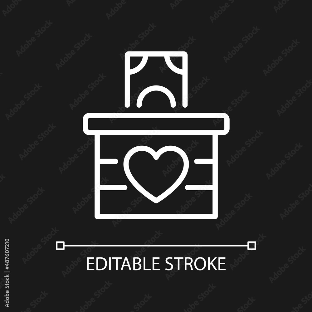 Money donation pixel perfect white linear icon for dark theme ...