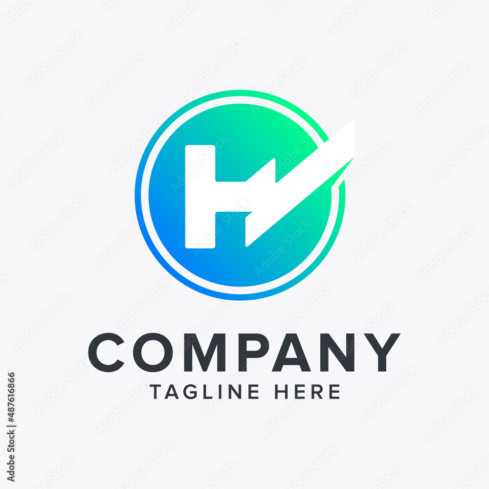 Modern letter H check mark logo design Stock Vector | Adobe Stock