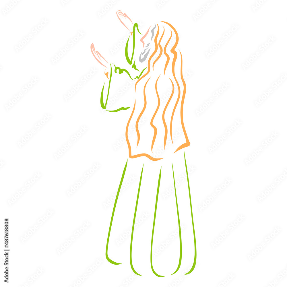 Old Testament prophet praying or preaching, raising his hands to Heaven ...