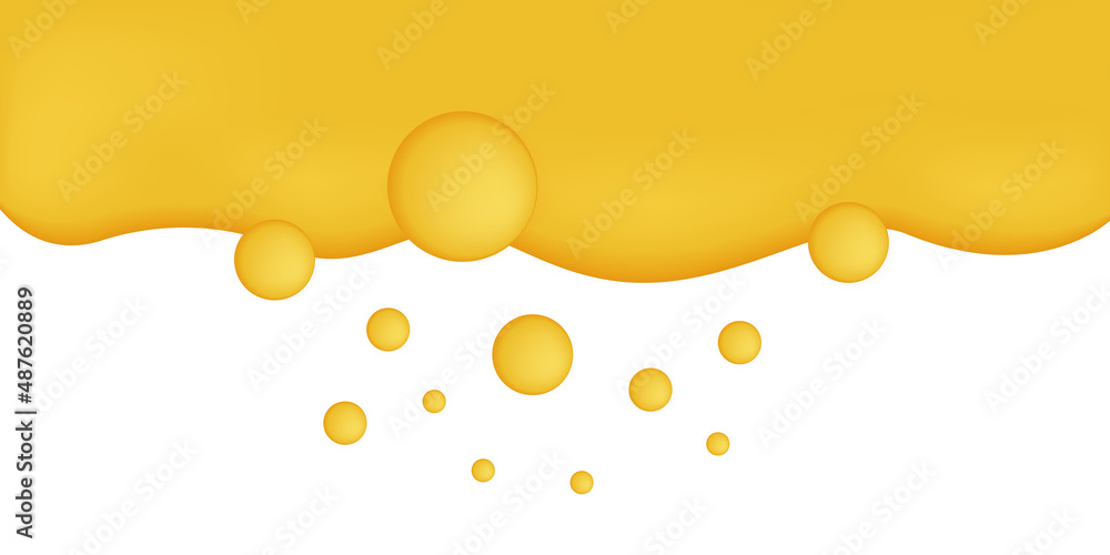 3d honey drip. Flow of yellow liquid. Honey syrup wave or mango pulp on ...
