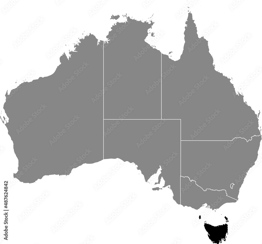 Black flat blank highlighted locator administrative map of the ...