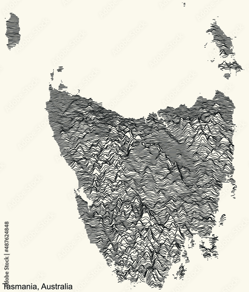 Topographic relief map of the Australian state of TASMANIA, AUSTRALIA ...