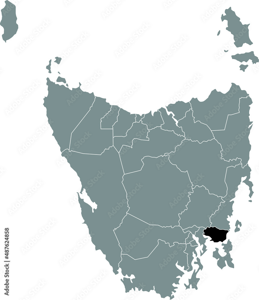 Black flat blank highlighted location map of the SORELL AREA inside ...