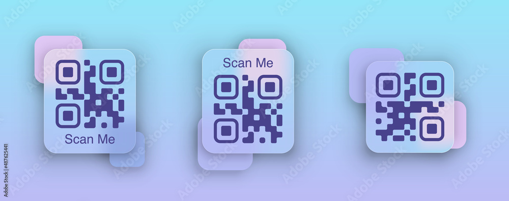 Qr Code SCAN ME Set template in glassmorphism style. EPS 10 vector ...