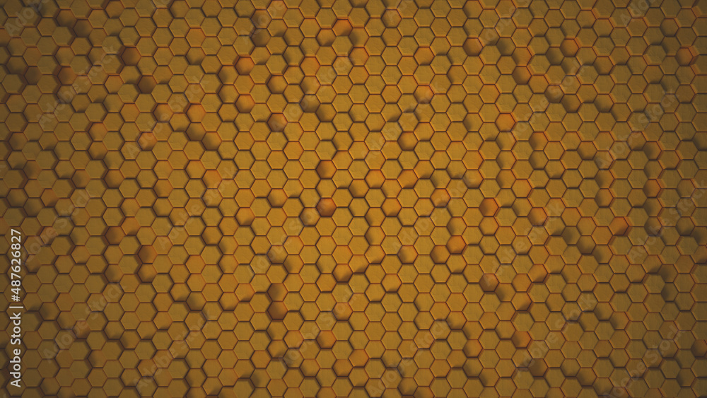 Abstract Hexagon Yellow Geometric Surface Loop 5 Black: dark minimal hexagonal grid pattern ...