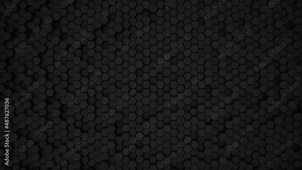 Abstract Hexagon black Geometric Surface Loop 5 Black: dark minimal hexagonal grid pattern ...