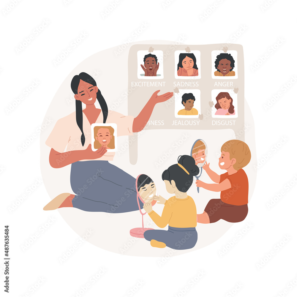 Identifying emotions isolated cartoon vector illustration Learn facial ...