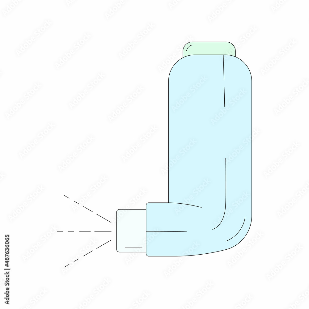 Inhalator in cartoon style. Vector linear illustration isolated on ...