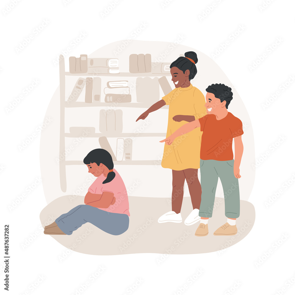 Bullying isolated cartoon vector illustration Early teen socialization ...