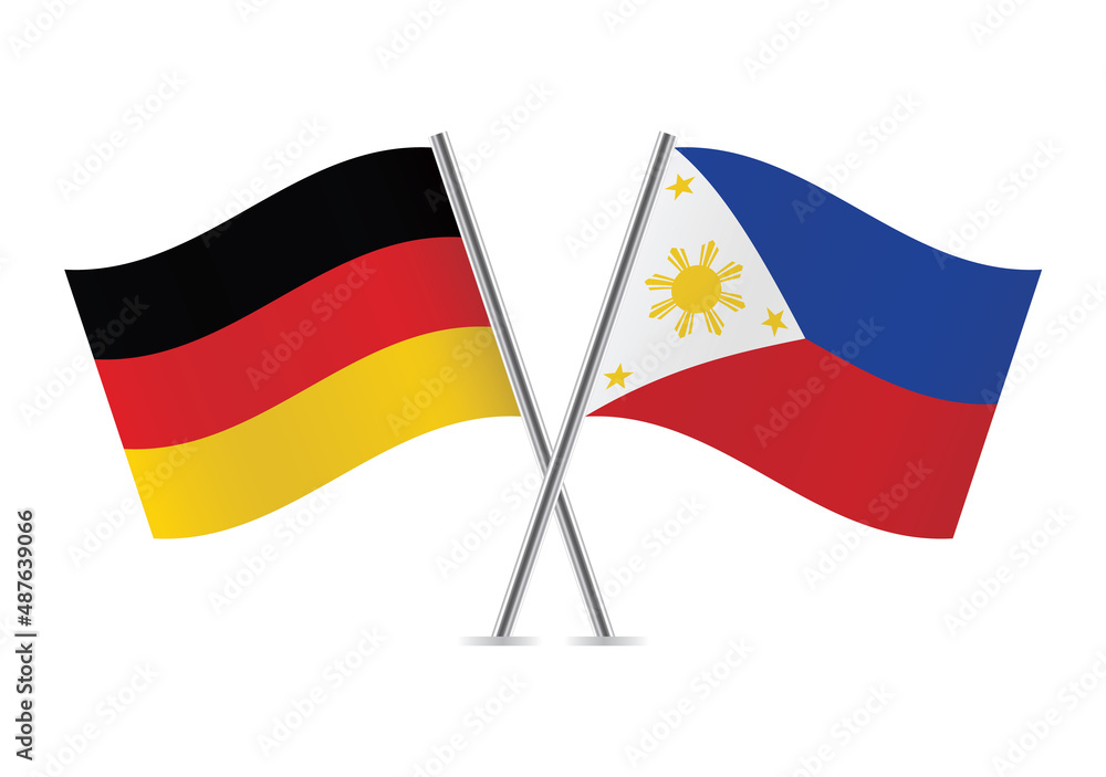 Germany and the Philippines crossed flags. German and Philippine flags ...