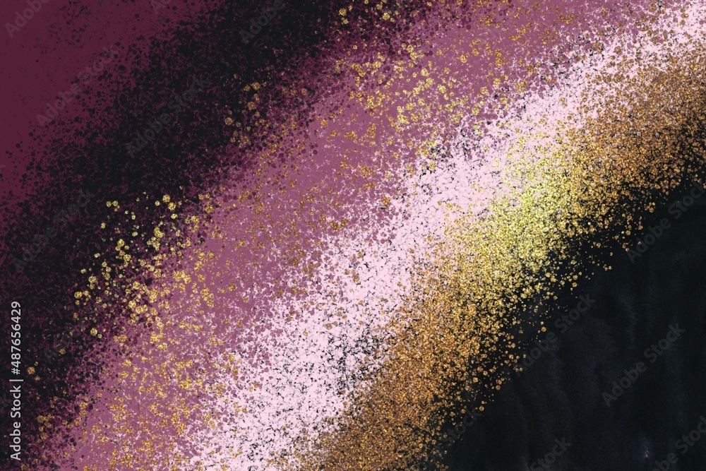 Glamorous pink and gold luxurious background with paint splashes ...