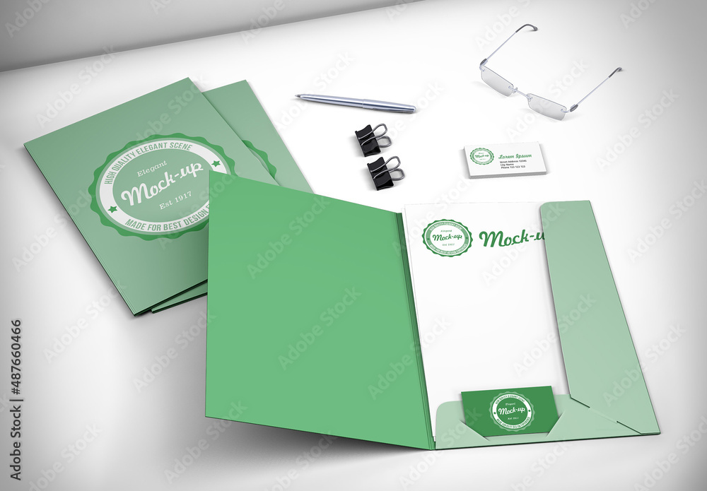 Document Folders Mock-Up Scene Stock Template | Adobe Stock
