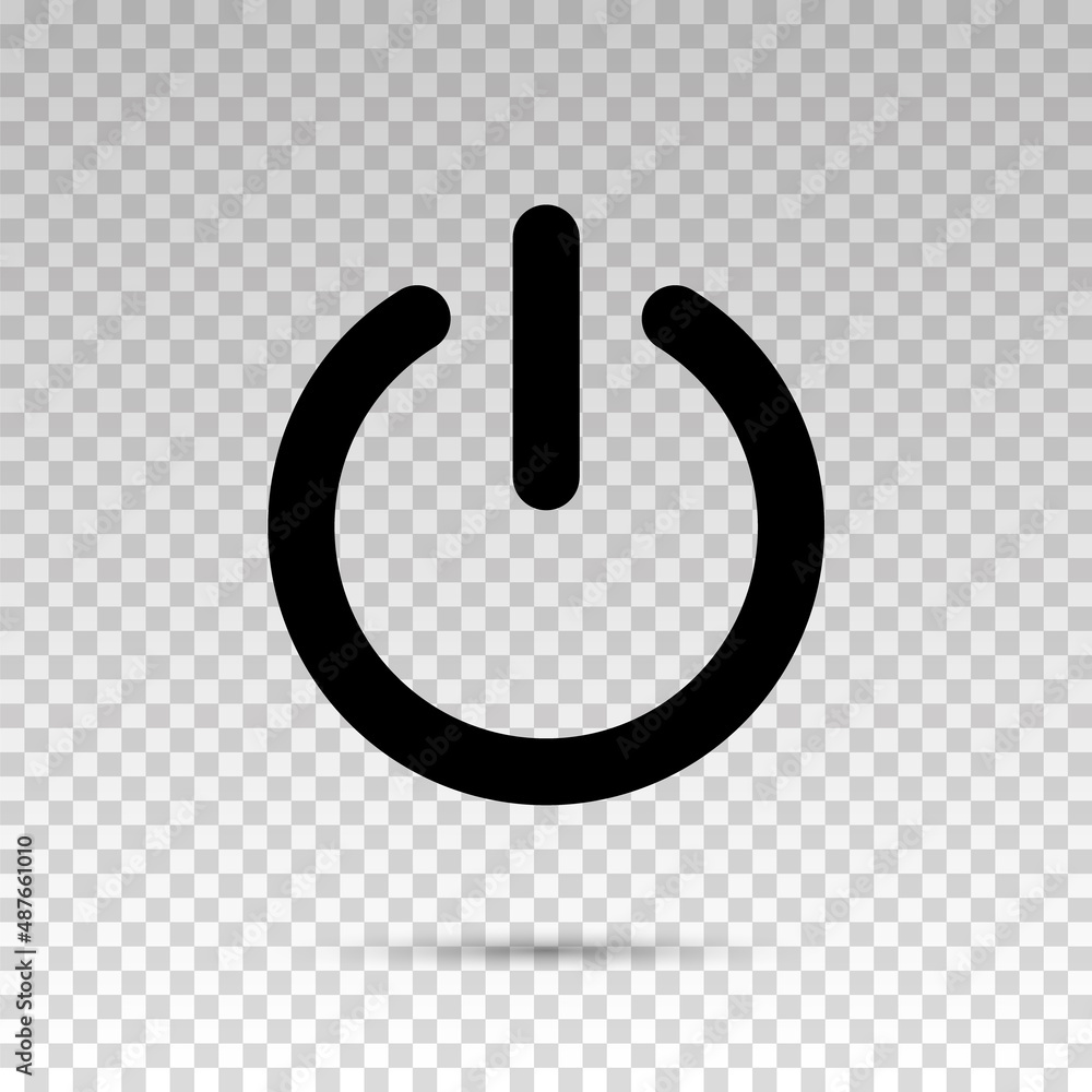 Power icon. Button start. Black symbol off isolated on transparent ...
