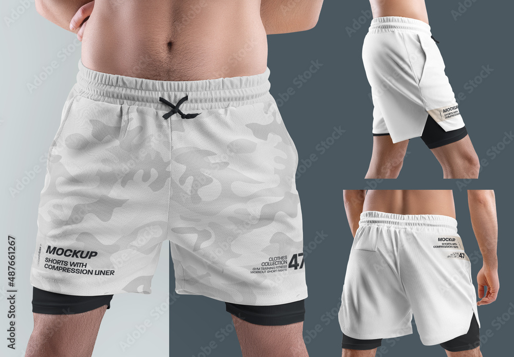 Shorts and Compression Underwear Mockups Stock Template | Adobe Stock