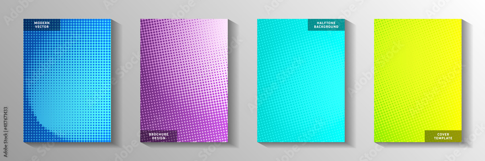 Minimalist point faded screen tone front page templates vector set ...