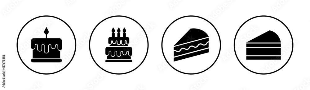 Cake icons set. Cake sign and symbol. Birthday cake icon Stock Vector ...