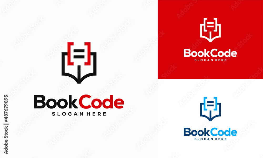 Pixel Book Logo template designs, Coding book Logo designs vector ...