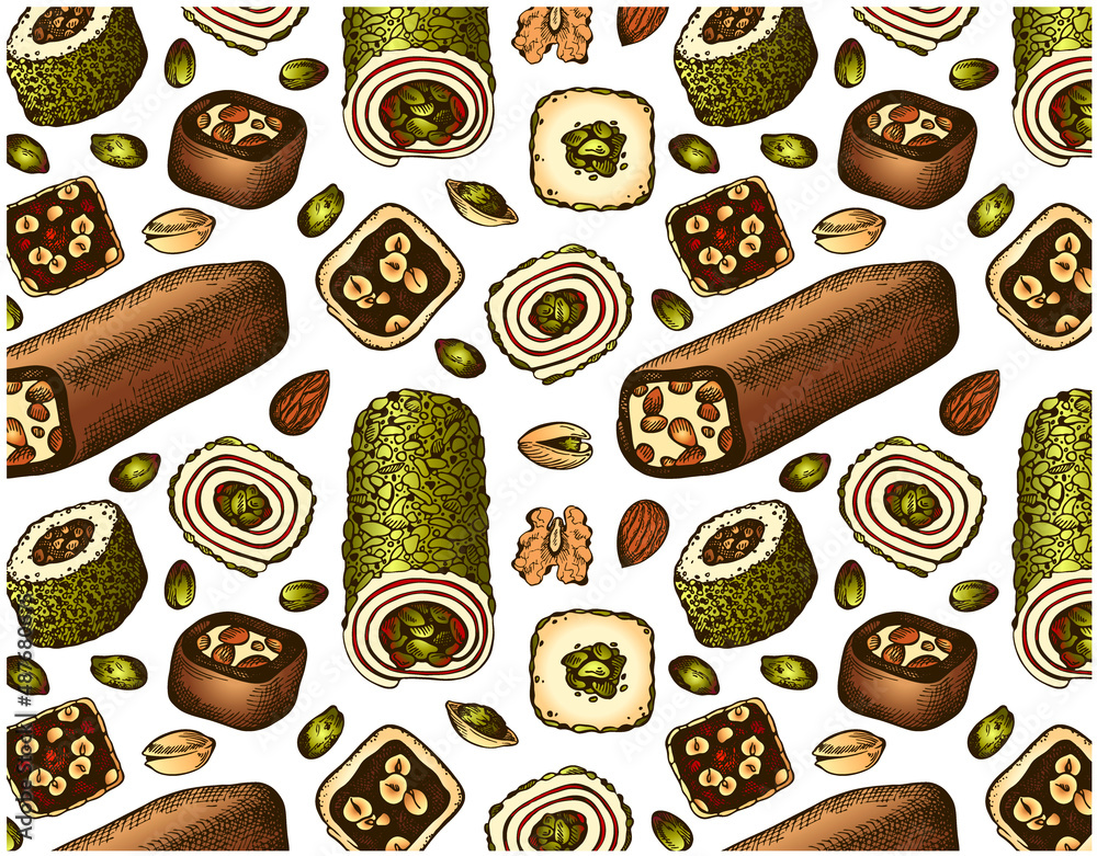 Outline drawing pattern of Turkish delight isolated on transparent ...