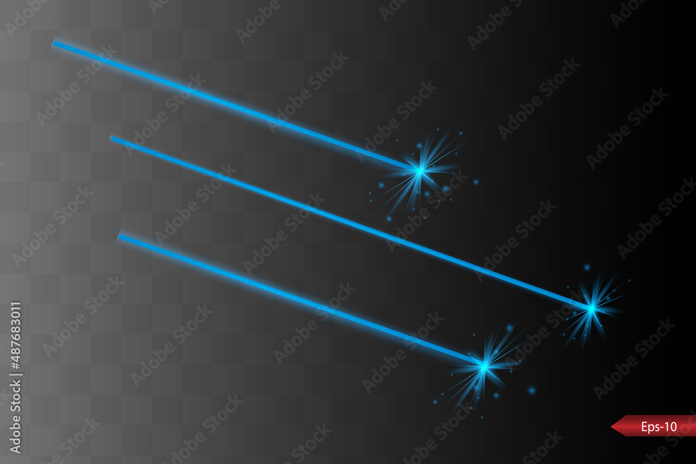 Abstract blue laser beam. Transparent isolated on black background ...