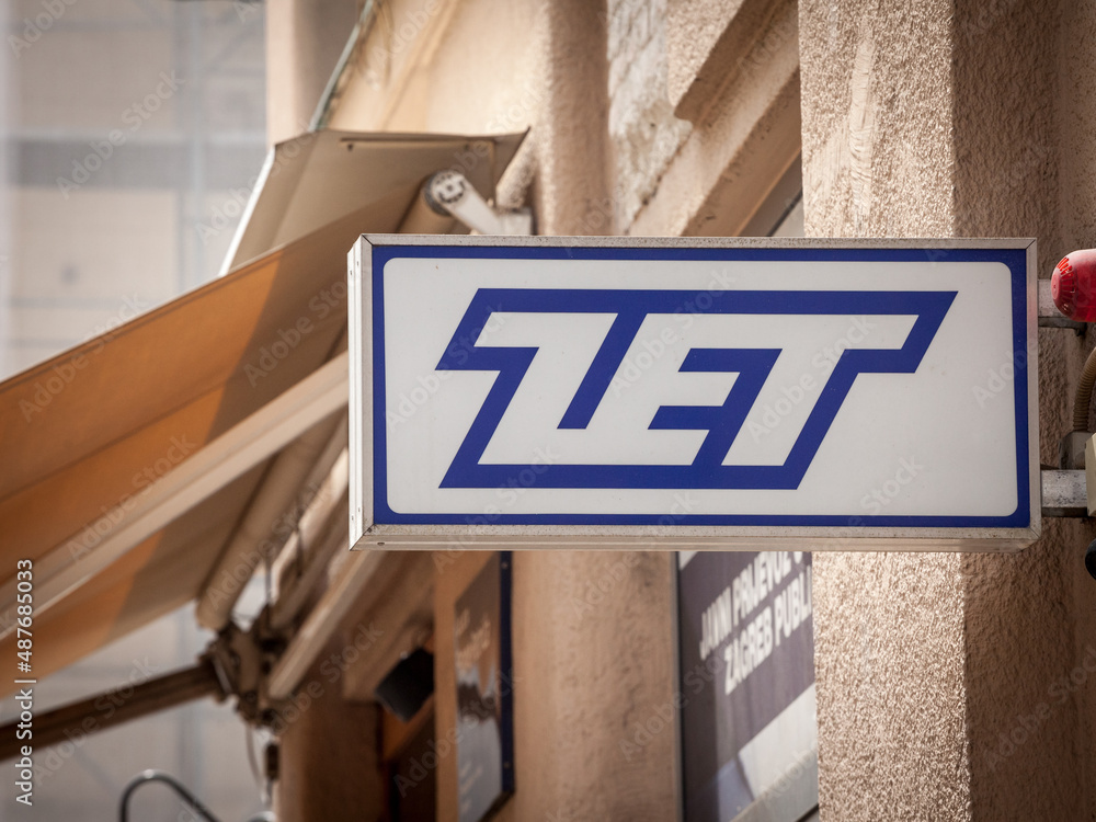 ZAGREB, CROATIA - JUNE 20, 2021: ZET logo on front of their main ...