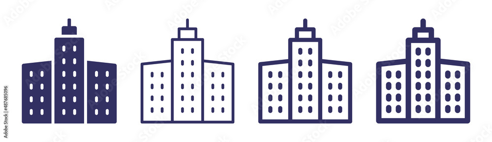 Building icon set in difference design. Skyscraper tower icon. City ...