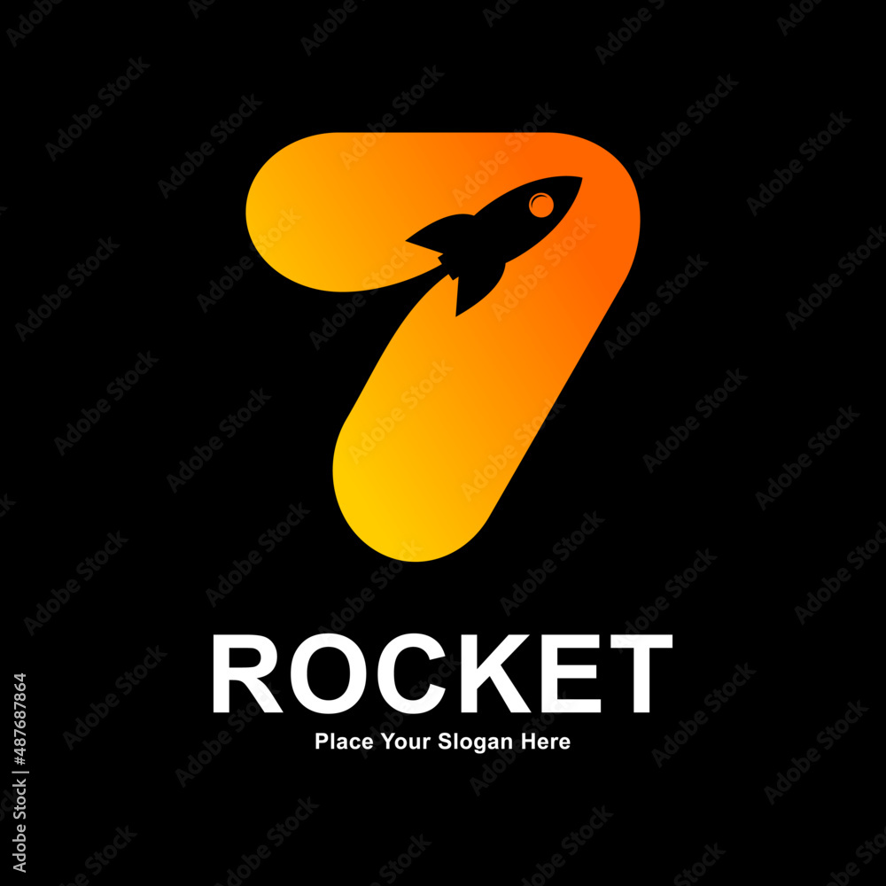 Number 7 with rocket logo vector template. Suitable for app icon ...
