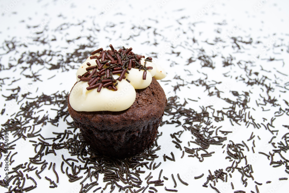 achocolatado, alimento, pastel, postre, bombones, café, blanco, aislada ...