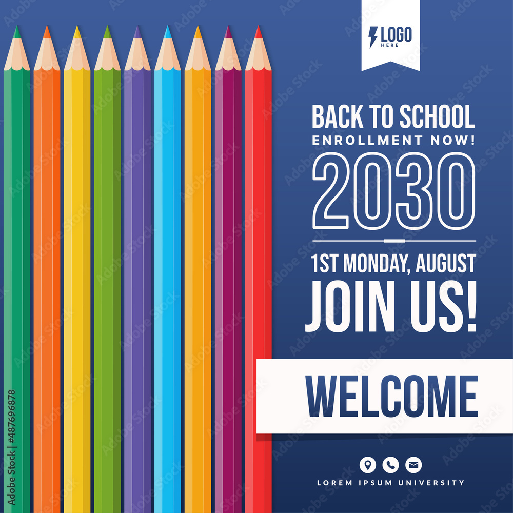 Welcome back to school background with colorful pencils, Concept of ...