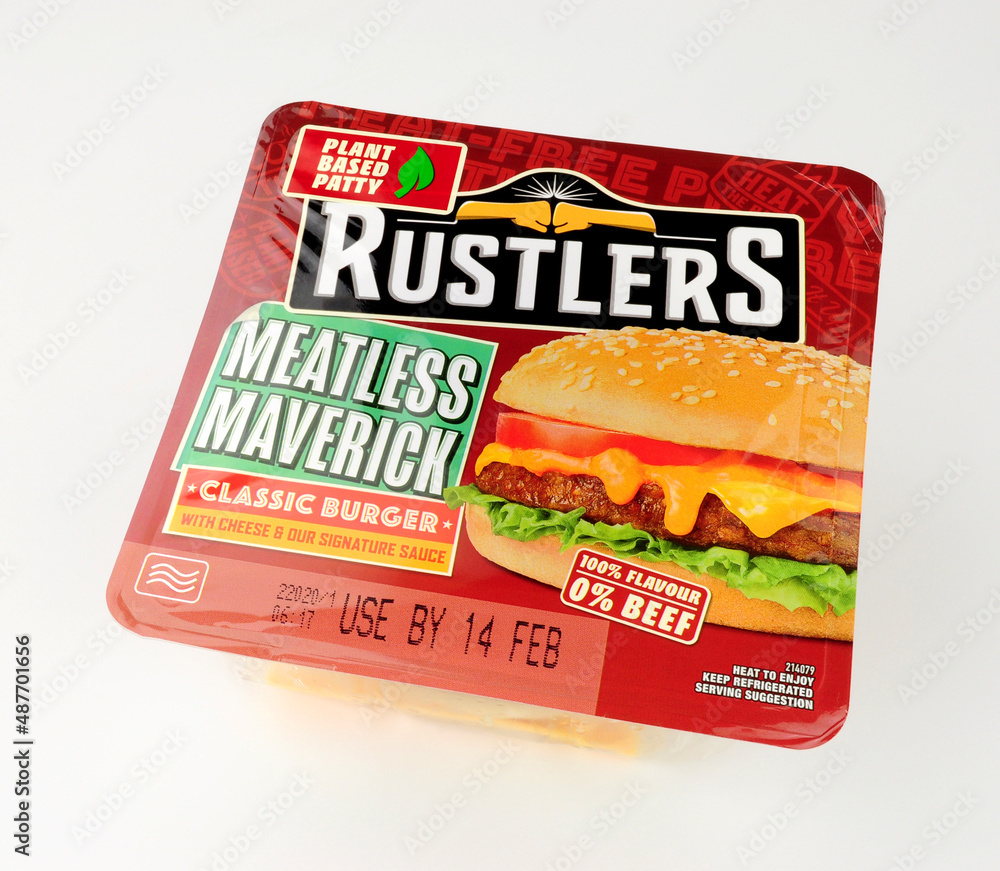 Rustlers meatless maverick plant based patty formed from pea protein in ...
