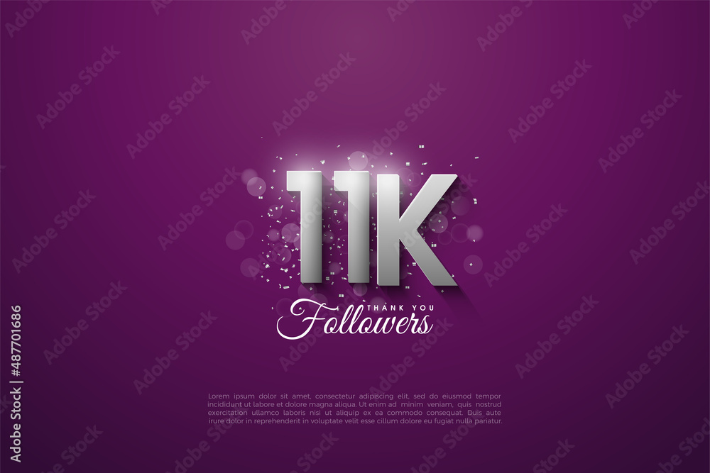 11k followers background with numbers illustration. Stock Vector ...