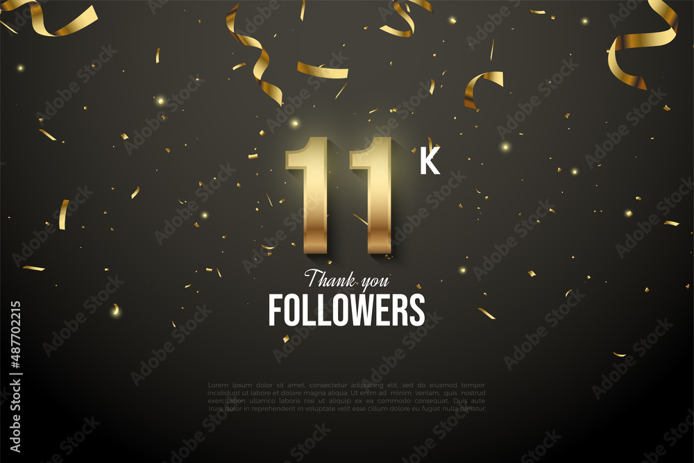 11k followers background with numbers illustration. Stock Vector ...