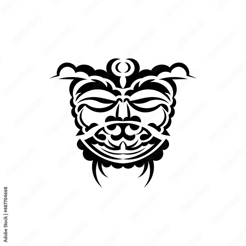 Samurai mask. Traditional totem symbol. Black tattoo in samoan style ...