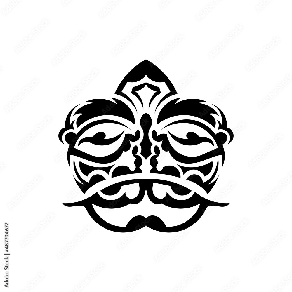 Samurai mask. Traditional totem symbol. Black tattoo in samoan style ...