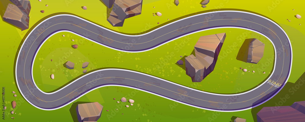 Race track for cars top view, circuit road cartoon background for game ...