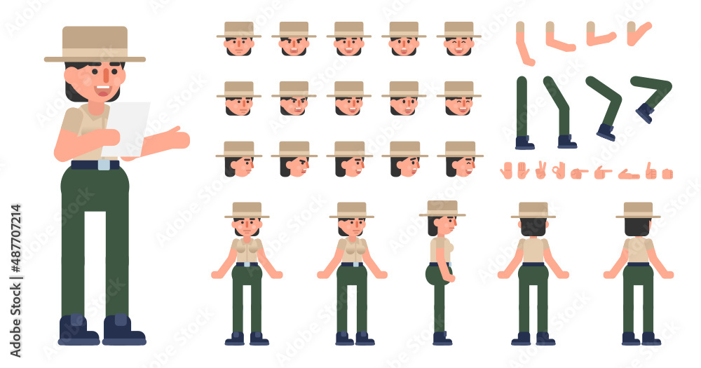 Forest ranger, policewoman, female police officer in uniform creation ...