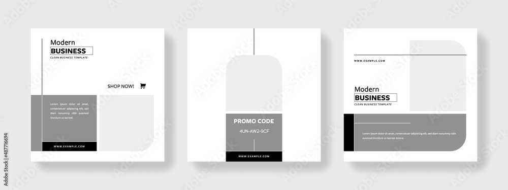 Minimal clean social media layouts with black accent, clean editable ...