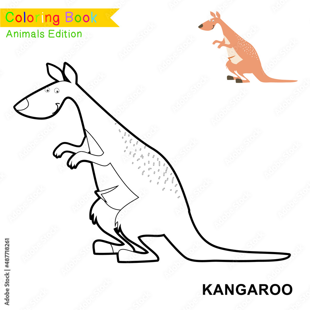 Children coloring page of animal kingdom. Kids art activity page. Funny ...
