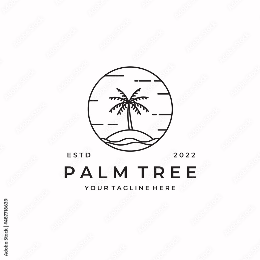 line art palm tree logo vector illustration Stock Vector | Adobe Stock