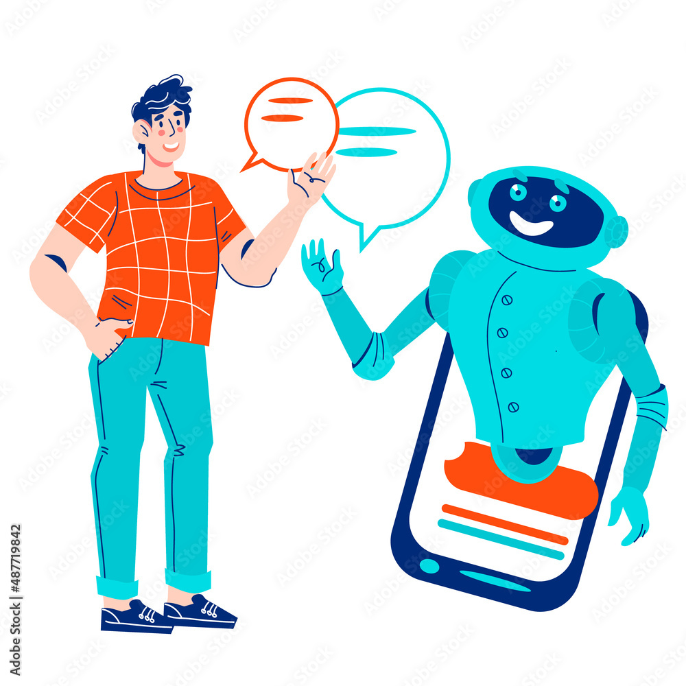 Chatbot with robot assistant. Robotic technical support or customer ...