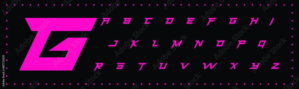 G Modern Tech Alphabet Letter Fonts. Typography minimal style font set ...